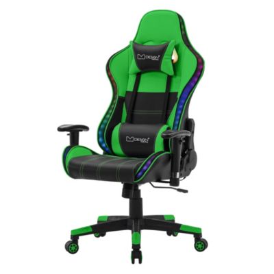 Chaise de jeu ergonomique avec LED fauteuil de bureau vert avec ...