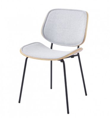 Chaise de salle à manger en tissu gris et chêne Atlanta (lot de 2)