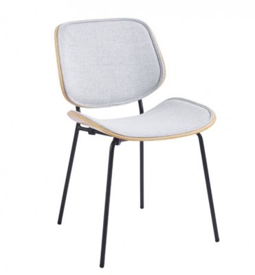 Chaise de salle à manger en tissu gris et chêne Atlanta (lot de 2)