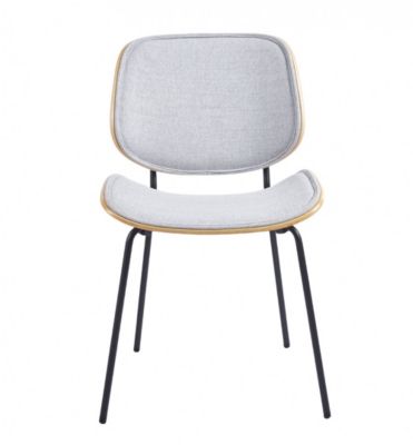 Chaise de salle à manger en tissu gris et chêne Atlanta (lot de 2)