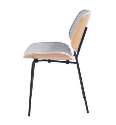 Chaise de salle à manger en tissu gris et chêne Atlanta (lot de 2)