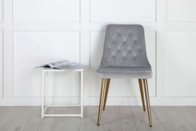 Chaise ebuy24 interieur non pliable en velours H. 89 cm gris
