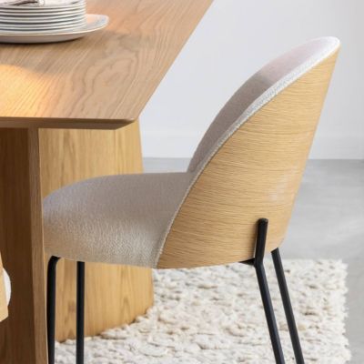 Chaise en tissu bouclette écru clair et métal Nyssa (lot de 2)