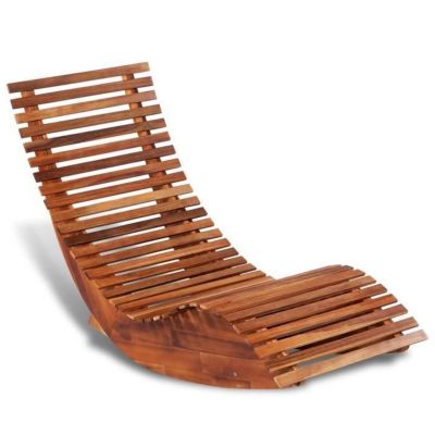 Chaise longue vidaxl H. 86 cm L. 149 cm marron en acacia