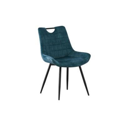 Chaise NINO Velours bleu pétrole et pieds métal noir H84 x L56 x P62.5 cm