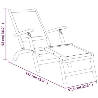 Chaises longues d'extérieur et table Acacia massif et textilène vidaXL