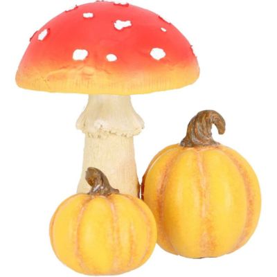 Champignon amanite en polyrésine Amanite avec citrouilles