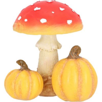 Champignon amanite en polyrésine Amanite avec citrouilles