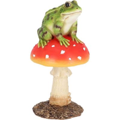 Champignon amanite en polyrésine Amanite avec grenouille