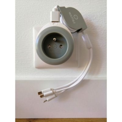 Chargeur prise 16A avec port USB Bewatt gris