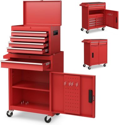Chariot Atelier avec Coffre Amovible Coffre à Outils Roulant avec 5 ...