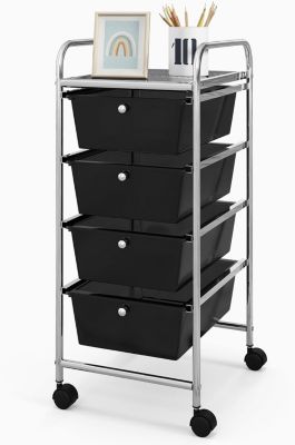 Chariot de Rangement 4 Tiroirs Caisson de Rangement Roulant Cadre en ...