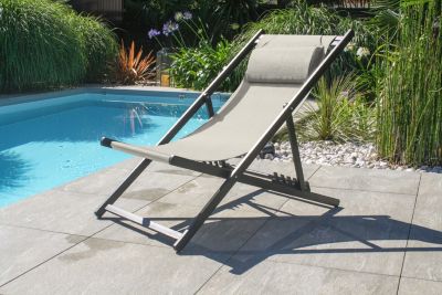 Chilienne pliante Julia aluminium gris anthracite L.93/102 x l.58 cm City Garden (lot de 2)