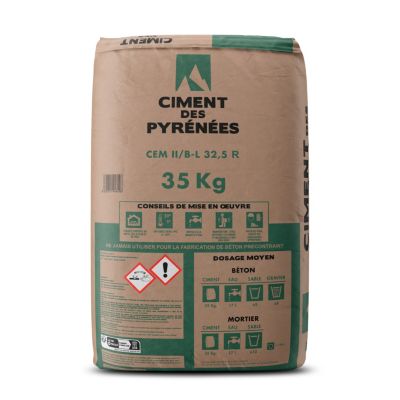 Ciment portland II/BL 32,5 R CE NF gris Ciment des pyrénées sac de 35 KG