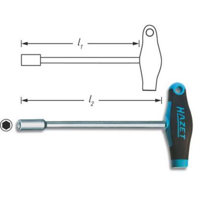 Clé à douille 6 pans emmanchée 10 mm Hazet 428-10, manche ergonomique ...