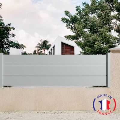 Clôture alu 3 lames modèle plein en kit dim. L.2107 mm (poteaux compris ...