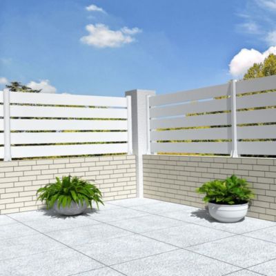 Clôture ranch panneau ajouré 3 lames L 1911 x H 565 mm (Blanc RAL9010)