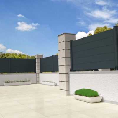 Clôture ranch panneau plein 3 lames L 1911 x H 515 mm (Gris anthracite ...