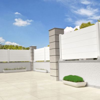 Clôture ranch panneau plein 6 lames L 1911 x H 965 mm (Blanc RAL9010 ...