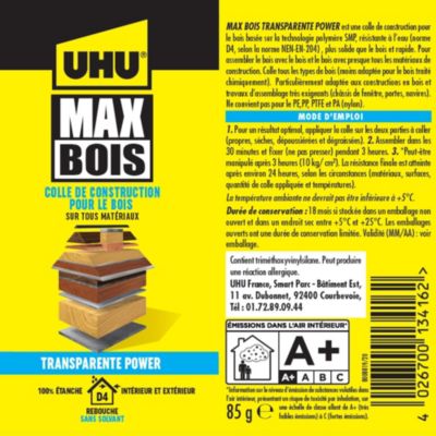 Colle à bois UHU transparente , tube 85g