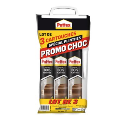 Colle bois plinthes & menuiserie Pattex 380g, lot de 3