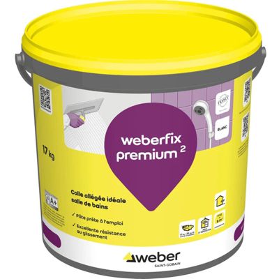 Colle à carrelage en pâte allégée spéciale salle de bain WEBERFIX ...