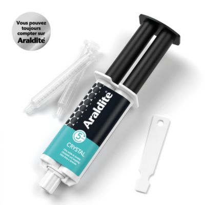 Colle haute performance epoxy à prise rapide Araldite Crystal 24 ml