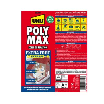 Colle mastic extra forte UHU Poly max noir 425g