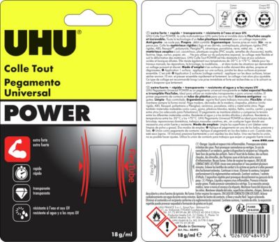 Colle UHU Power Flex + Clean universelle transparente 18g