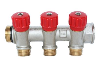 Collecteur sanitaire laiton nickelé M20/F27 - 3 dérivations à portée ...