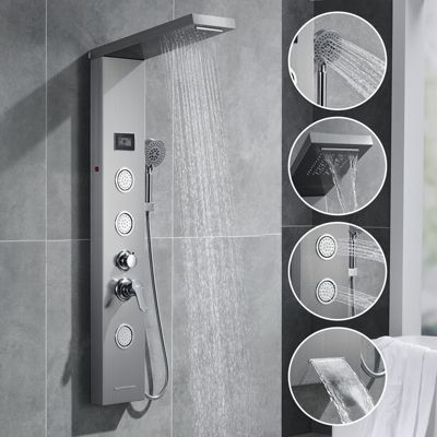 Colonne de Douche Hydromassante Panneau de douche Chromé en Inox Laiton ...