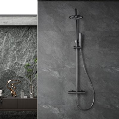 Colonne de Douche Thermostatique Anti-Calcaire Black Gun Métal IMEX ...