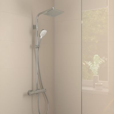 Colonne de douche thermostatique avec douchette 1 jet chrome Moventa E ...