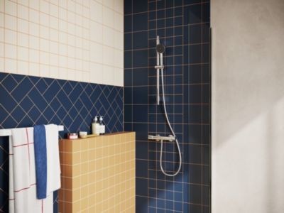 Colonne de douche thermostatique avec douchette 2 jets + barre réglable ...