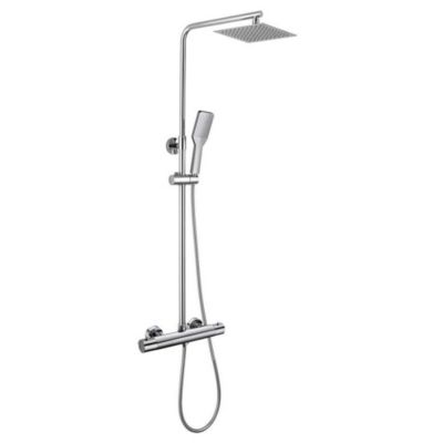Colonne de douche thermostatique carrée 75-125 cm, finition chrome poli ...