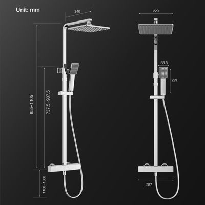 Colonne de Douche Thermostatique, Ensemble de Douche Réglable en Hauteur, Système de douche en ...