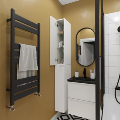 Colonne de salle de bains suspendue faible largeur blanc mat l.20 x H ...