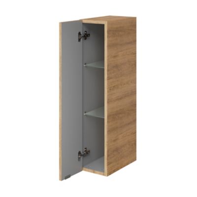 Colonne de salle de bains suspendue faible largeur effet chêne l.20 x H ...