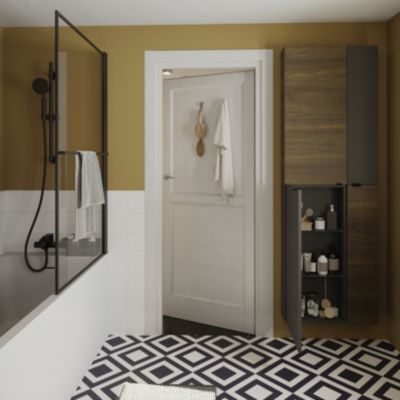 Colonne de salle de bains suspendue faible largeur noir mat l.20 x H.90 ...