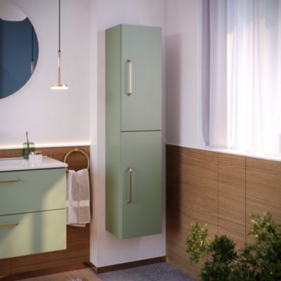 Colonne de salle de bains suspendue vert mat l.30 x H.140 x P.27 cm ...