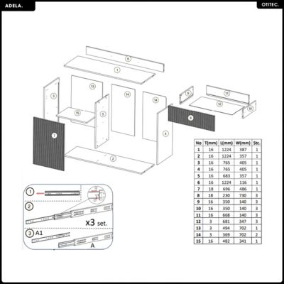Commode - L.126 x H.92 x P.41 - ADELA