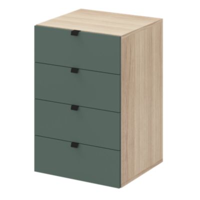 Commode vert forêt et effet chêne avec 4 tiroirs GoodHome Atomia H. 75 ...