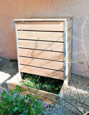 Composteur Design en bois 80 x 98 cm 356L | Castorama