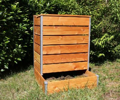 Composteur Design en bois 80 x 98 cm 356L | Castorama