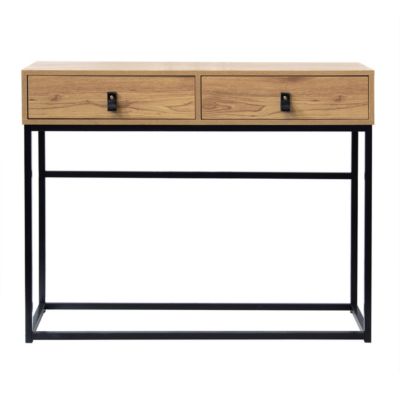 Console 2 Tiroirs Pieds Métal Effet Chêne - JILL | Castorama