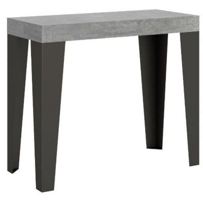 Console extensible 90x40/300 cm Flame Cement structure Anthracite