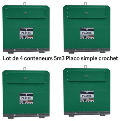 Conteneur aérien d'apport volontaire 5m3 simple crochet acier placo ...