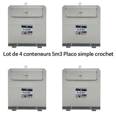 Conteneur aérien d'apport volontaire 5m3 simple crochet acier placo ...