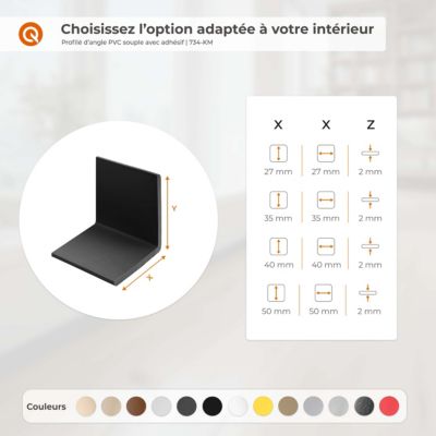 Cornière PVC 50x50mm QUEST, Profile d angle autocollant, Protection ...