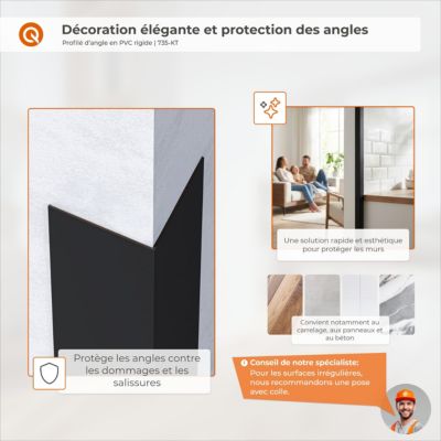 Cornière PVC rigide 50x50 mm QUEST, profil de protection en L, KT - 150 ...
